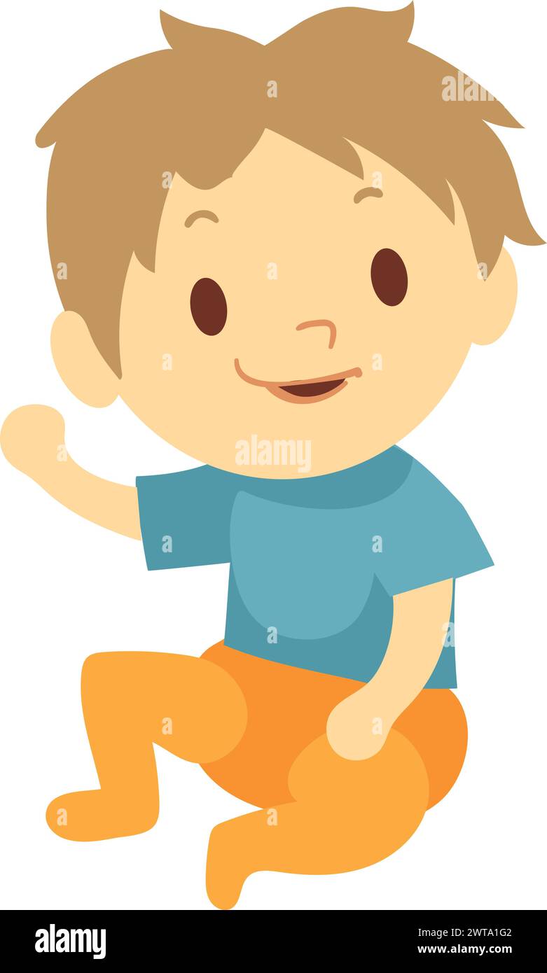 Toddler waving hand. Happy cartoon baby greeting Stock Vector Image ...