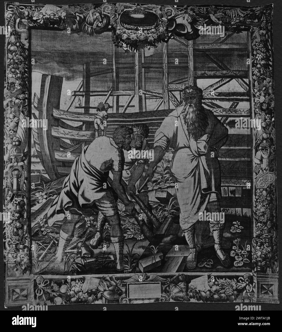 Noah building ark. Coxie, Michiel (the Elder) (Netherlandish (before ...