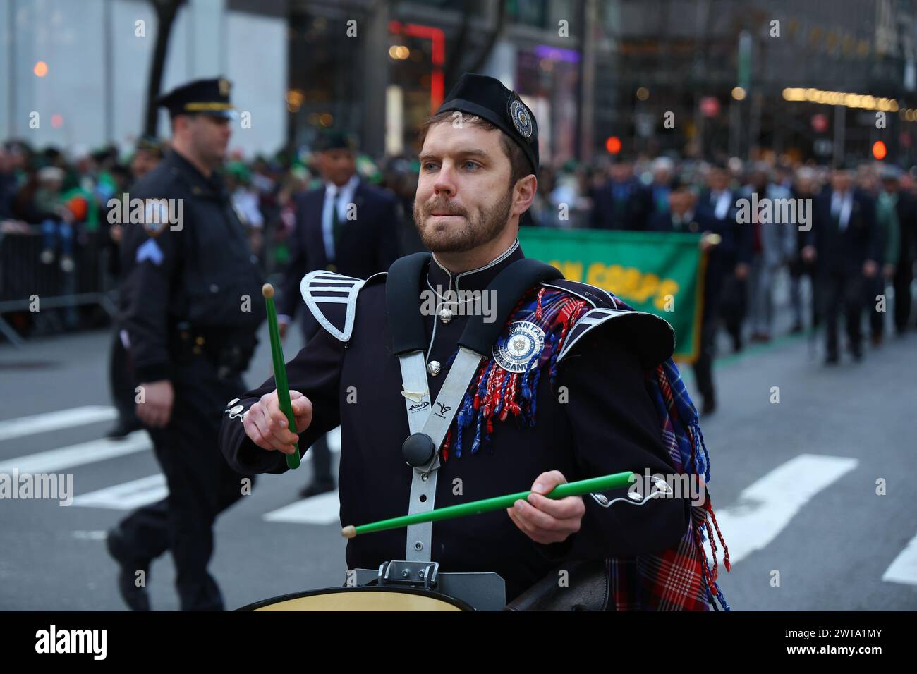 Wantagh American Legion Pipe Band march in the St. Patrick's Day Parade ...