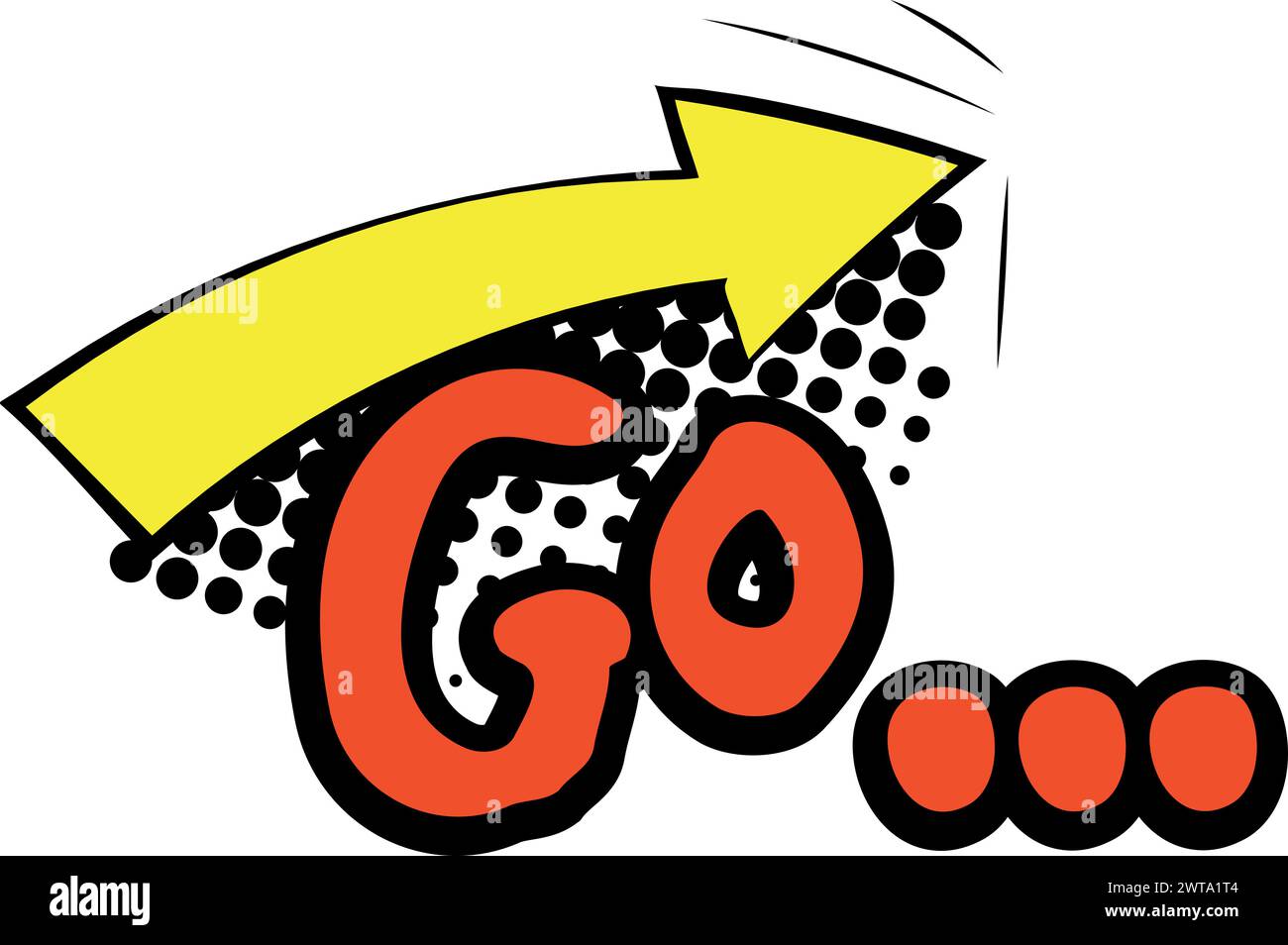 Go comic sticker with arrow and halftone shadow Stock Vector Image ...