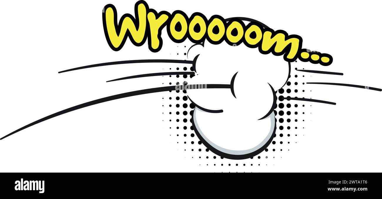 Comic moving sound. Fast motion wroom word Stock Vector Image & Art - Alamy