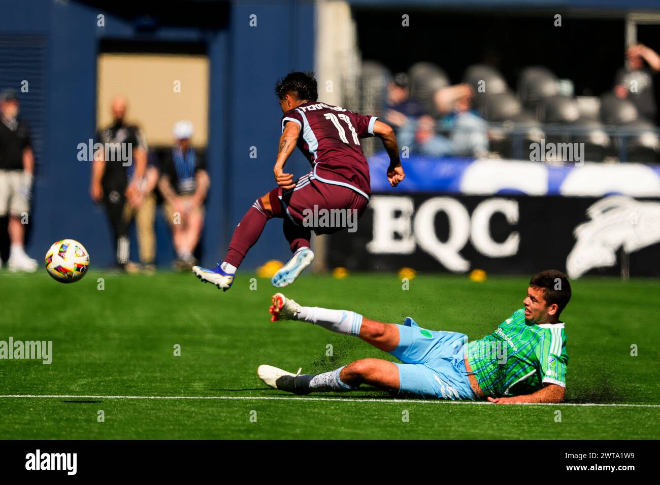 Seattle Sounders defender Jackson Ragen goes in for the tackle against ...