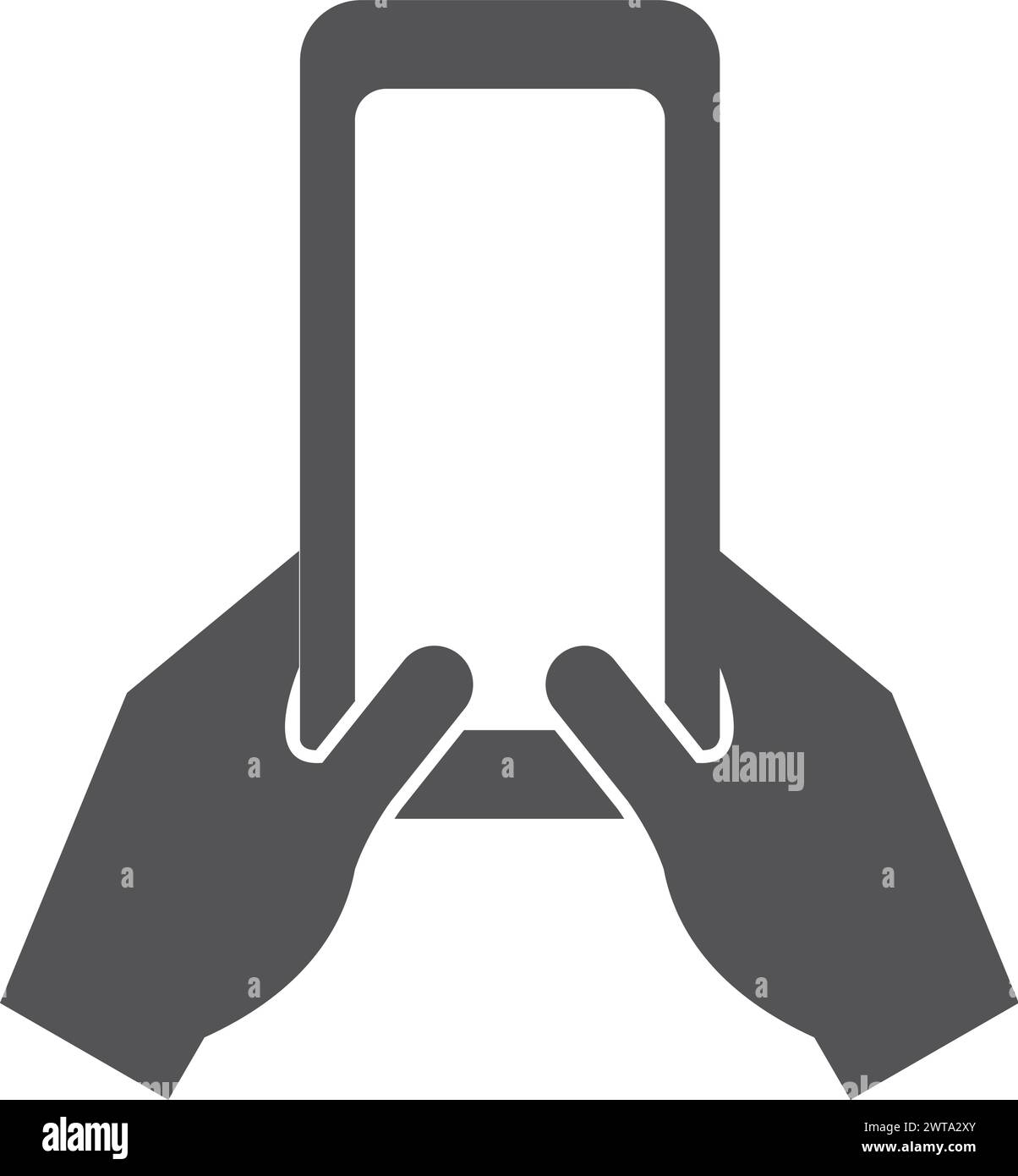 Smartphone in human hands black icon. Touchscreen symbol Stock Vector ...