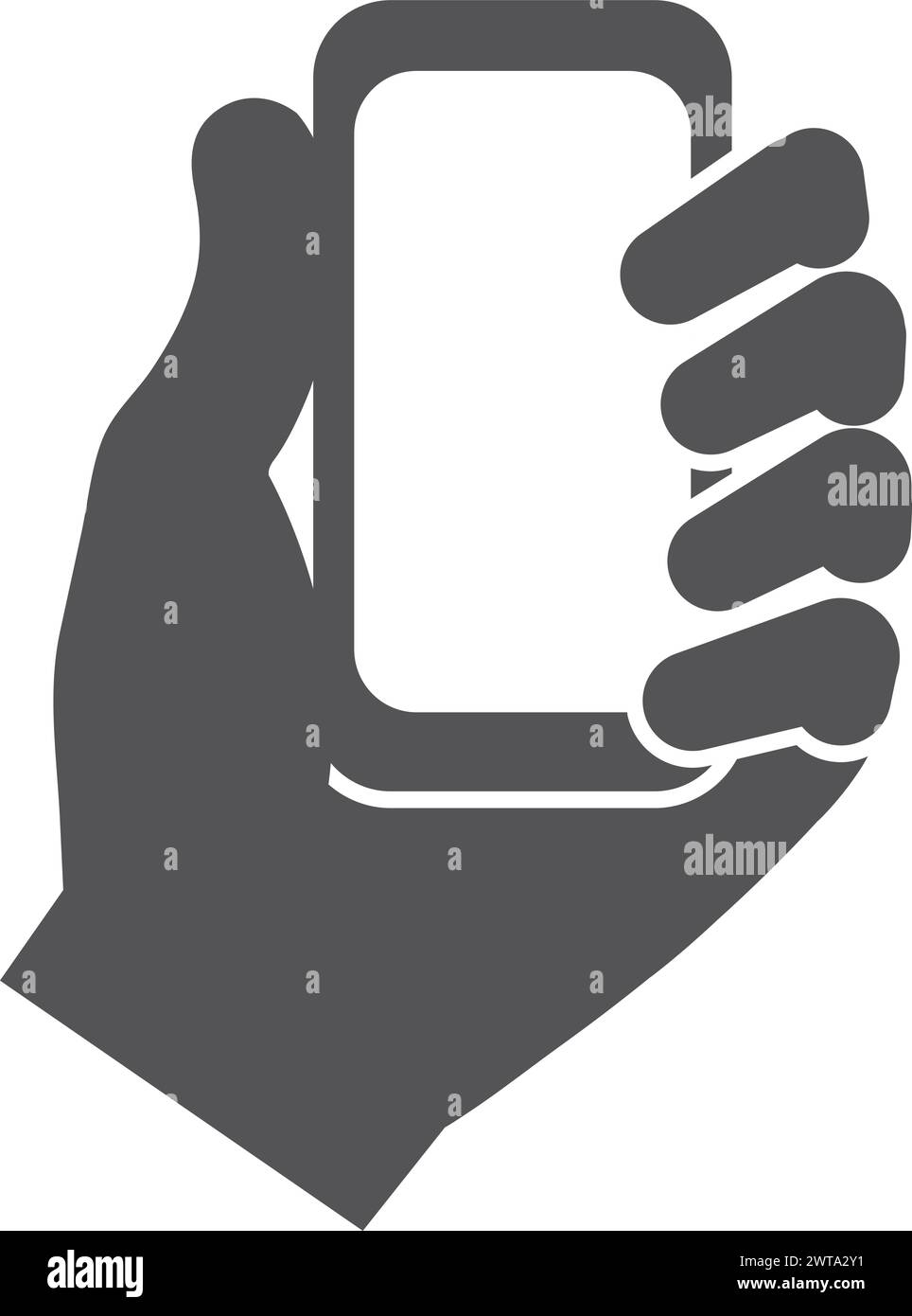 Hand hold smartphone black icon. Mobile device sign Stock Vector Image ...