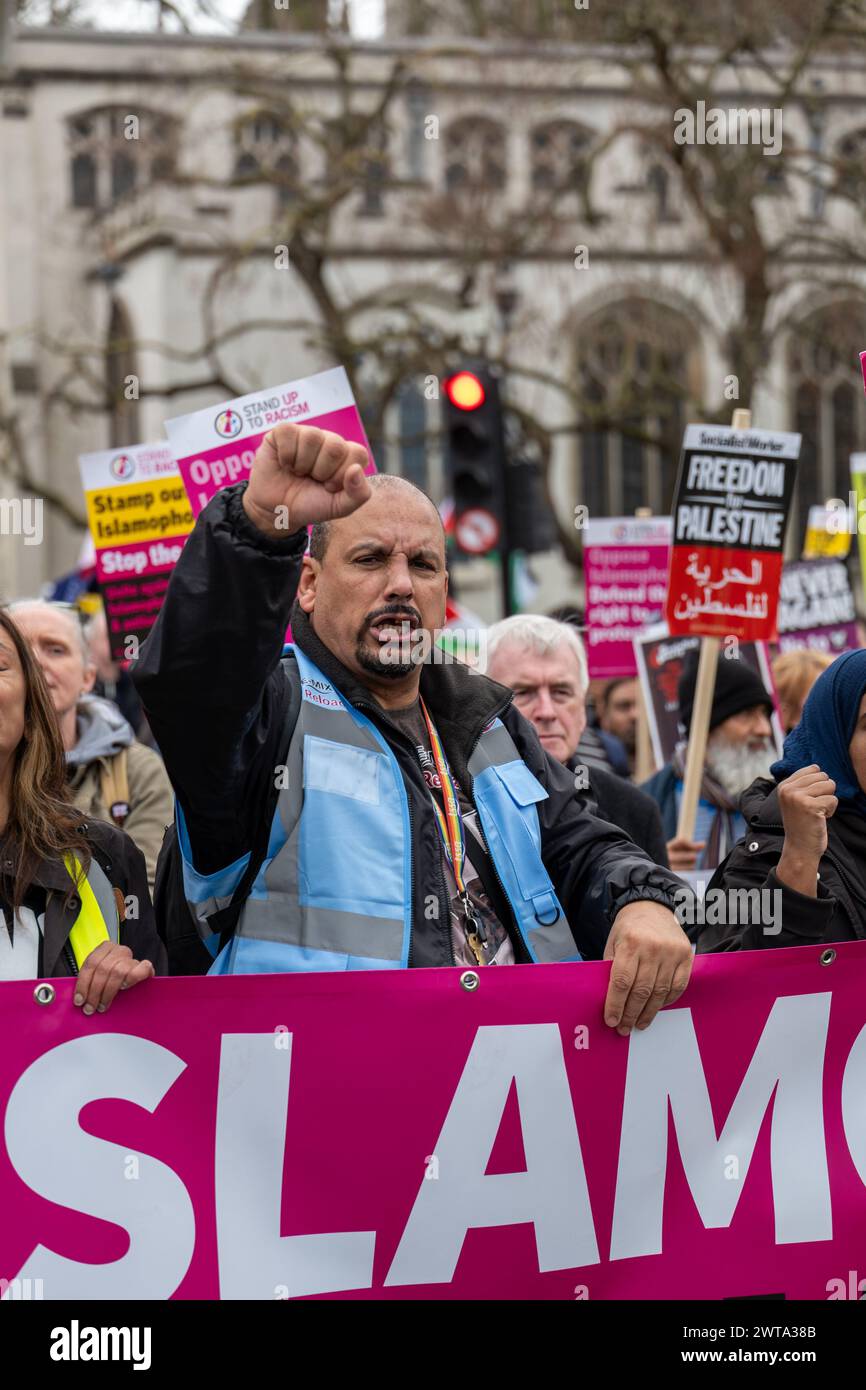London / UK. 16 March 2024. Hundreds of people gathered outside Downing ...