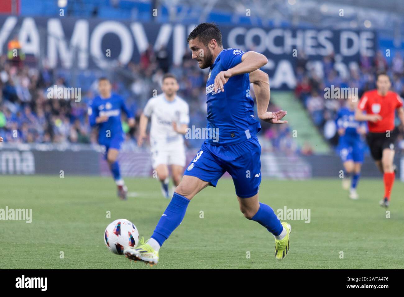 MADRID, SPAIN - MARCH 16:oscar Rodriguez of Getafe controls the ball ...