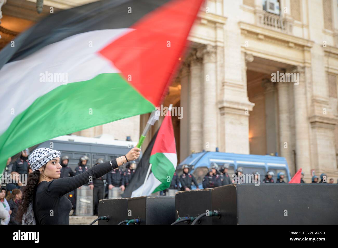 Rome, Italy. 16th Mar, 2024. MAYA ISSA, president of the Palestinian ...