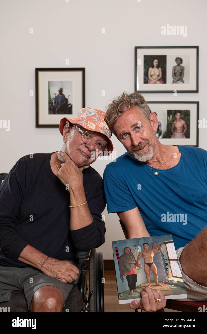 Artist Gary Lee with curator Maurice O'Riordan pose for a portrait at ...