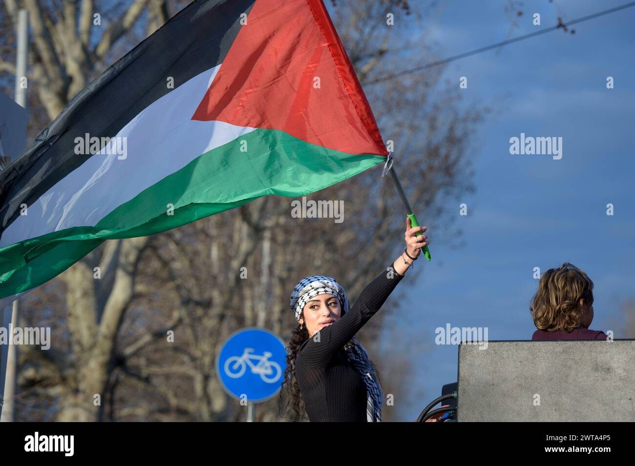 Rome, Italy. 16th Mar, 2024. MAYA ISSA, president of the Palestinian ...