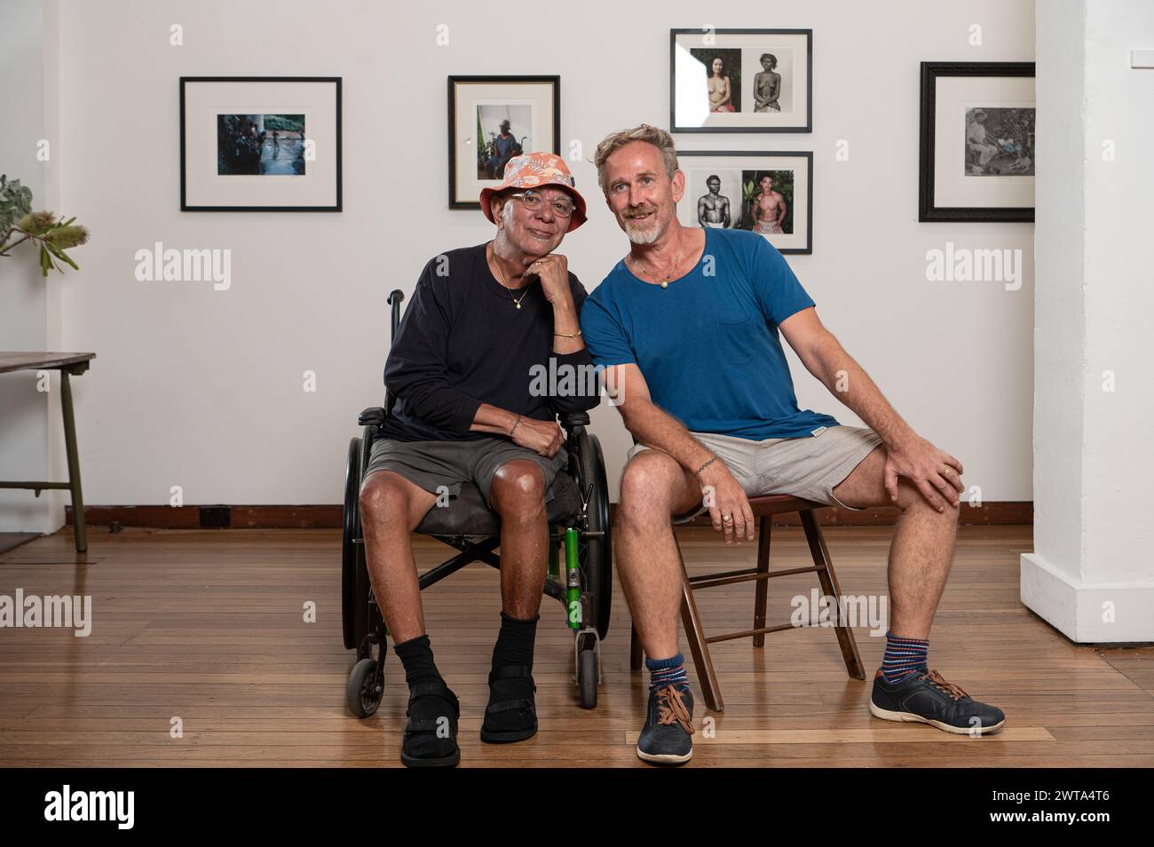 Artist Gary Lee with curator Maurice O'Riordan pose for a portrait at ...