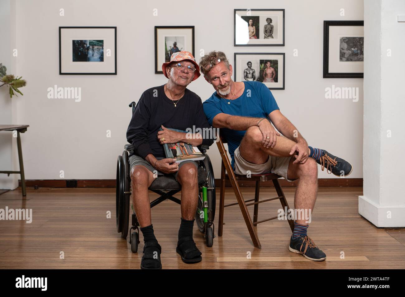 Artist Gary Lee with curator Maurice O'Riordan pose for a portrait at ...