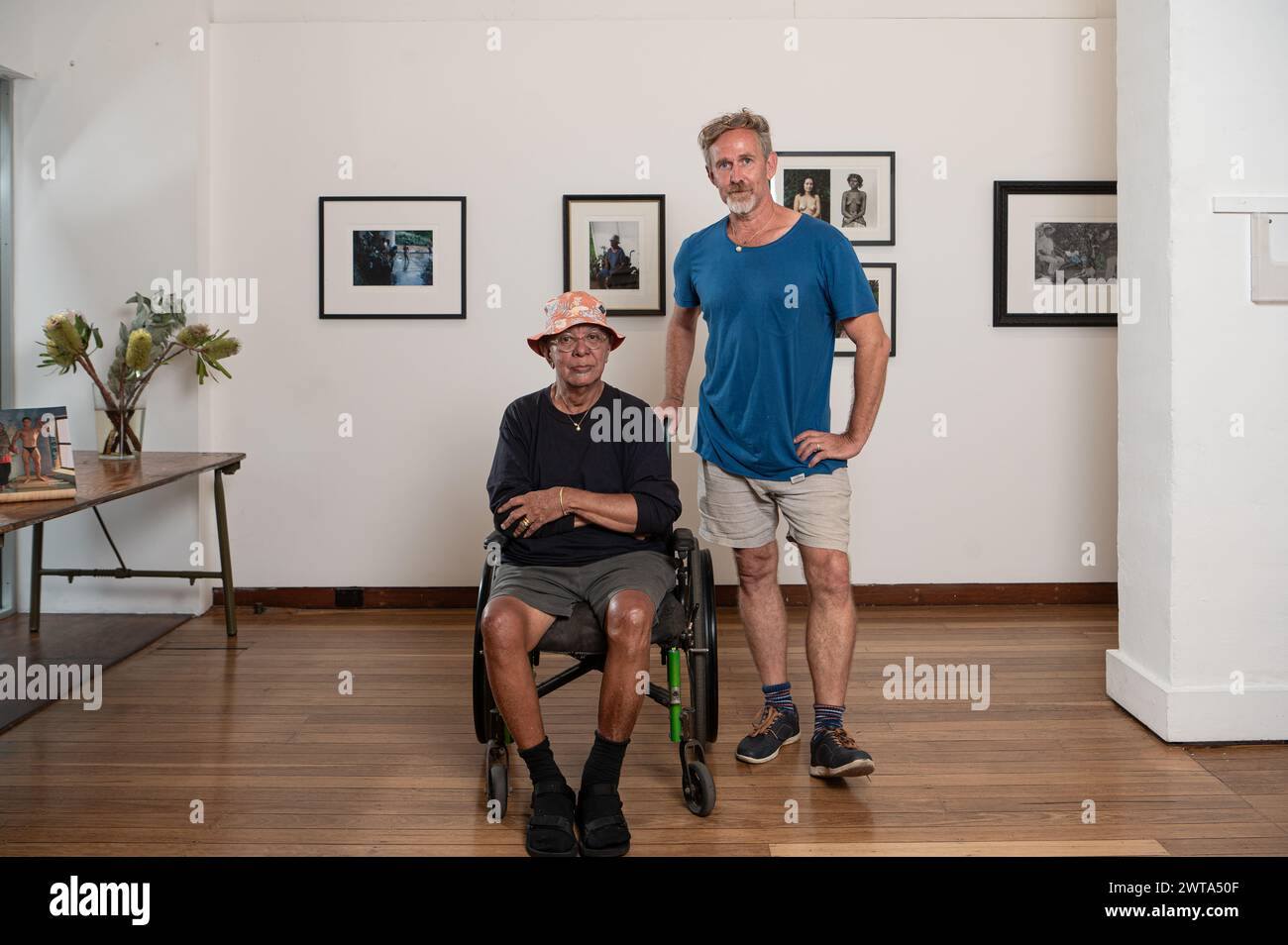 Artist Gary Lee with curator Maurice O'Riordan pose for a portrait at ...