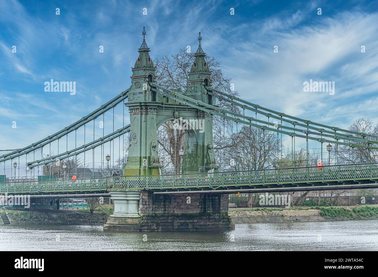 Hammersmith Bridge at the river Thames in London, England, UK Stock ...