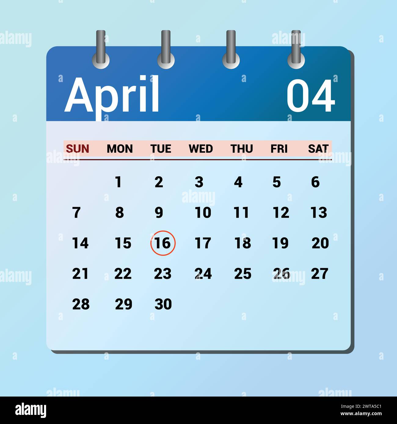 Illustration 16 april 2025 Stock Vector Images - Alamy