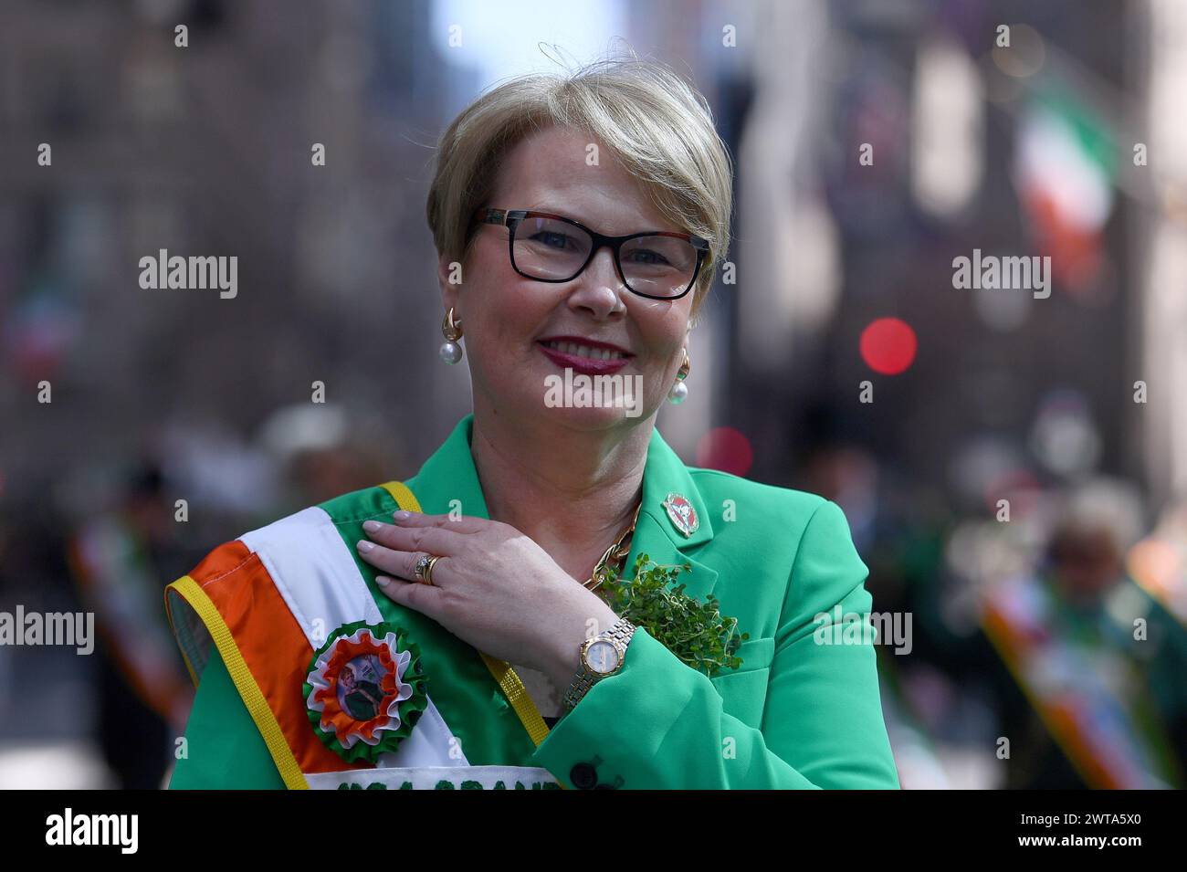 New York, USA. 16th Mar, 2024. 2024 Grand Marshal Maggie Timoney ...