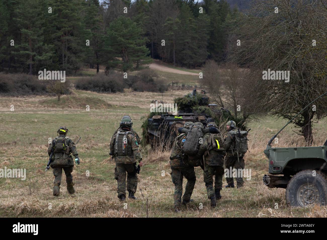 German Army soldiers perform medical evacuation training while ...