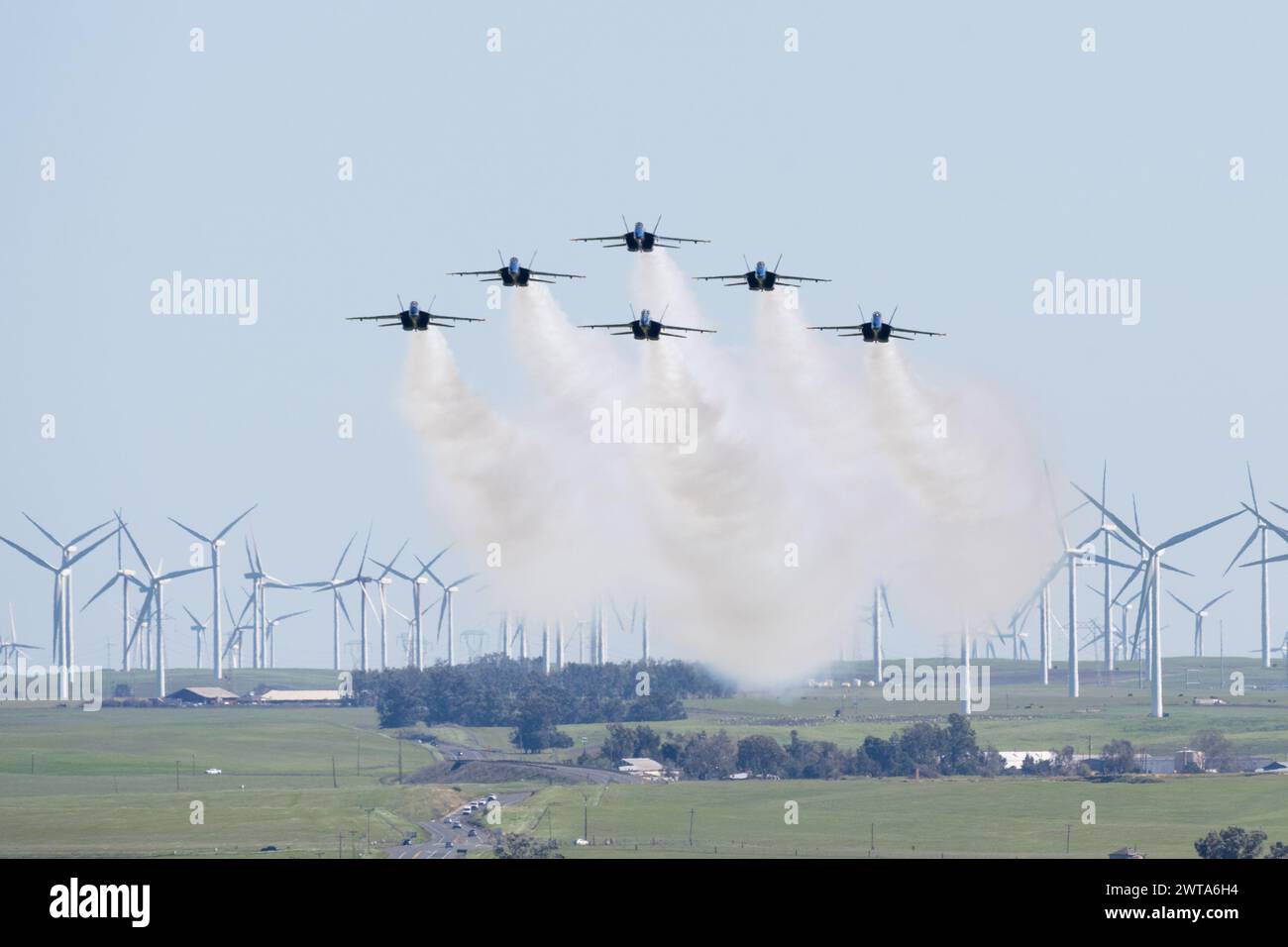 U.S. Navy Blue Angels perform aerobatic formation maneuvers during ...