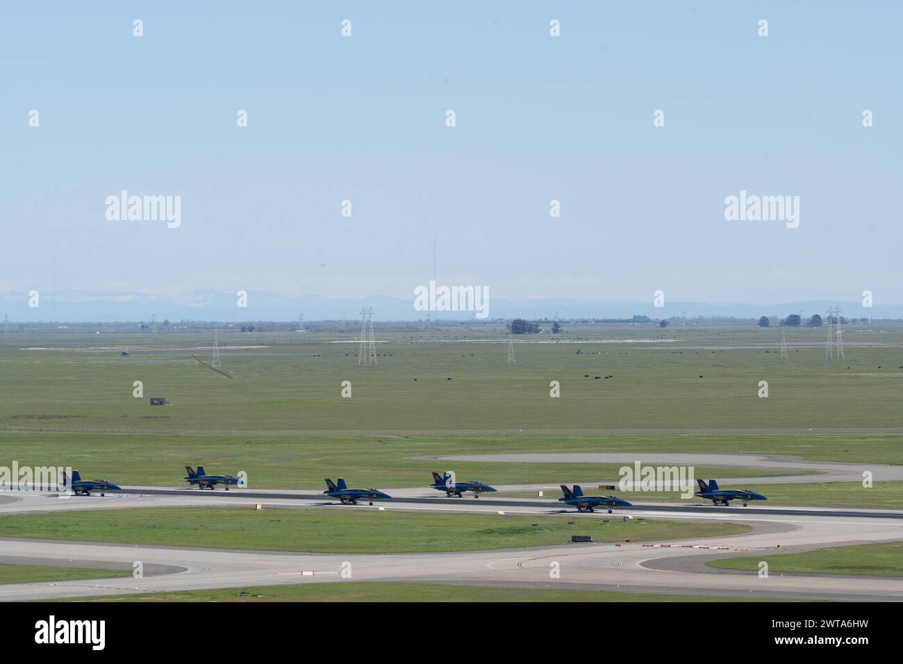 U.S. Navy Blue Angels taxi on the runway at Travis Air Force Base ...
