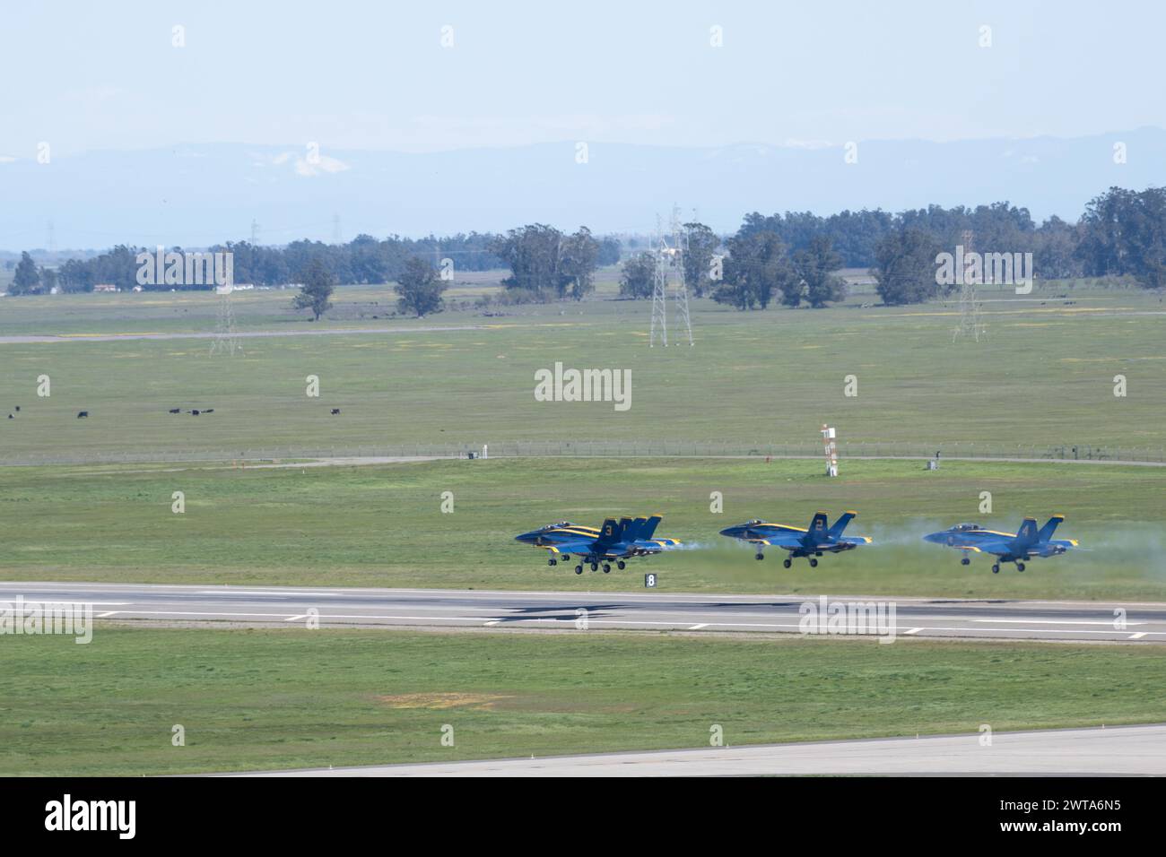 U.S. Navy Blue Angels take off at Travis Air Force Base, California ...