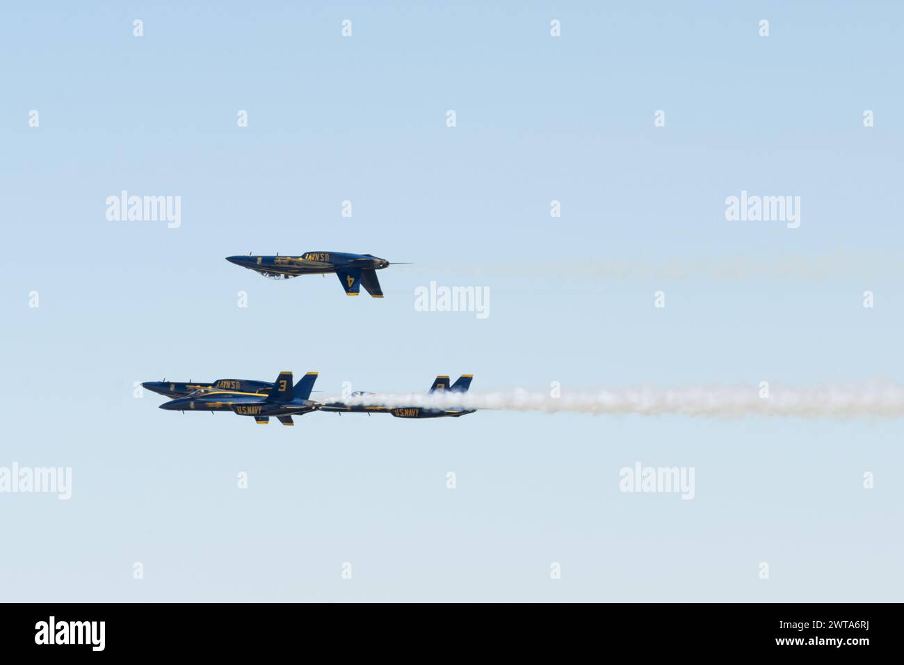 U.S. Navy Blue Angels perform aerobatic formation maneuvers at Travis ...