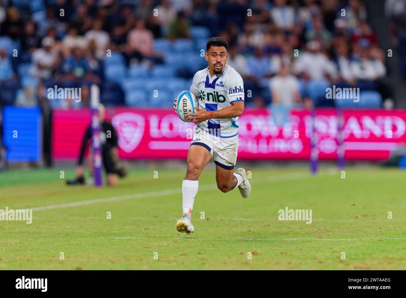 Sydney, Australia. 16th Mar, 2024. Stephen Perofeta of the Blues runs ...