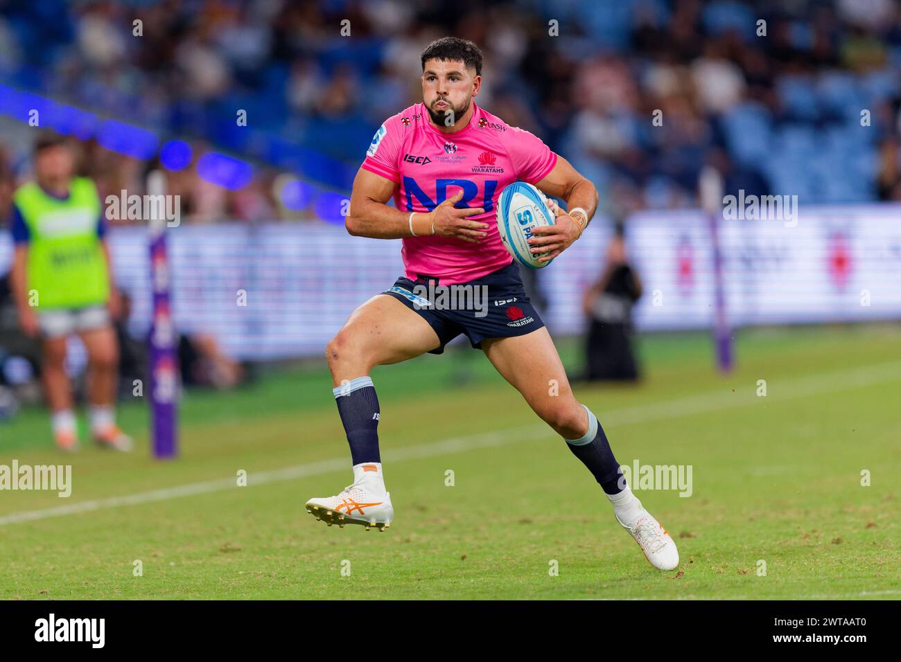 Sydney, Australia. 16th Mar, 2024. Triston Reilly of the Waratahs runs ...