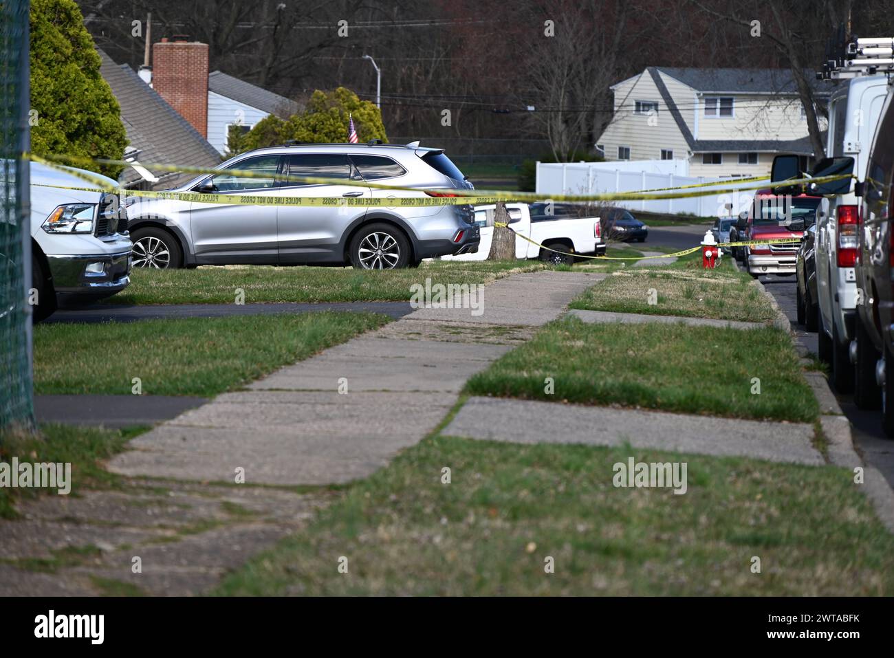 Trenton, United States. 16th Mar, 2024. Police guard the crime scene on ...