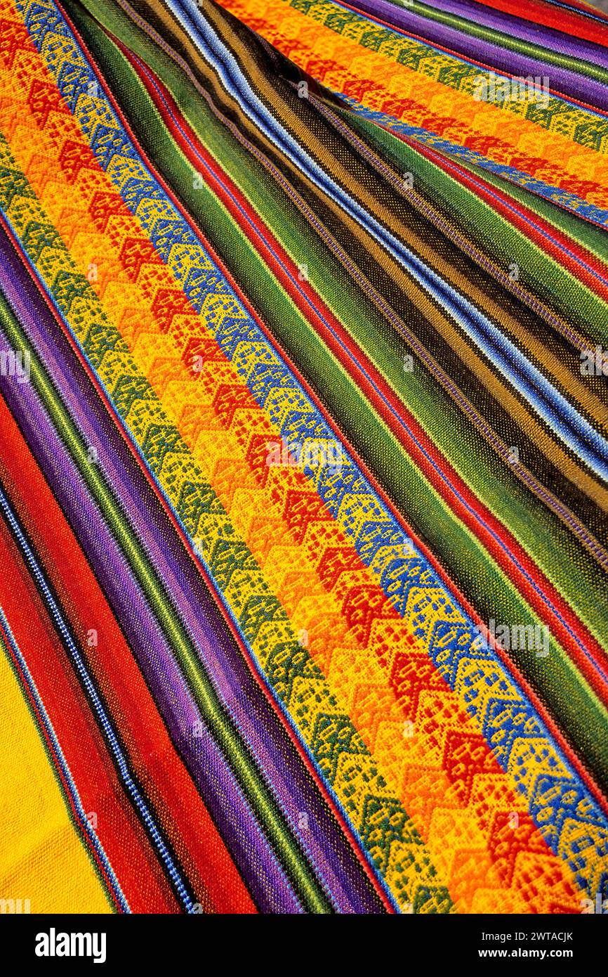 Yucay, Urubamba Valley, Peru. Multicolored Quechua Fabric Stock Photo ...