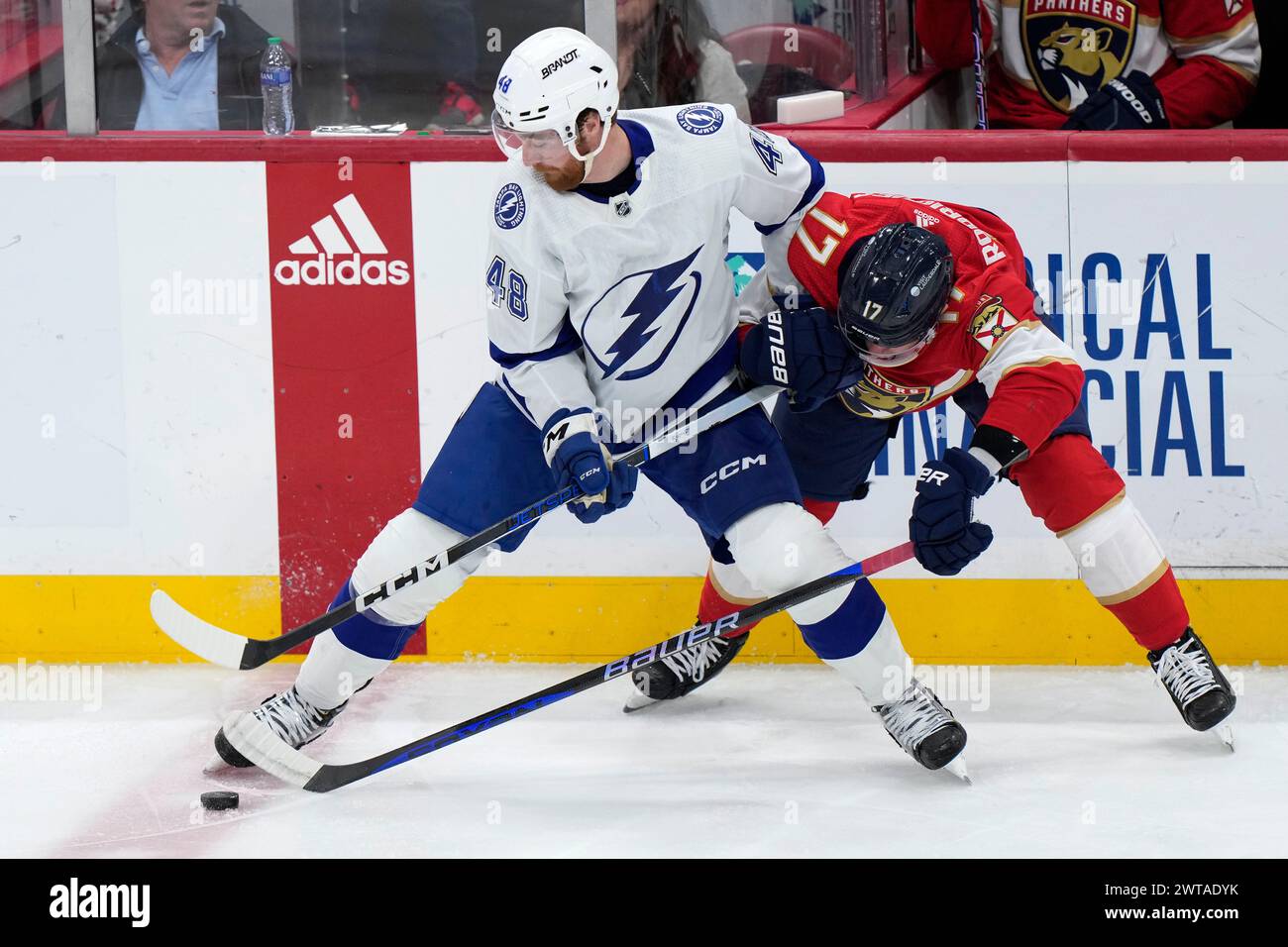 Tampa Bay Lightning defenseman Nick Perbix (48) and Florida Panthers ...