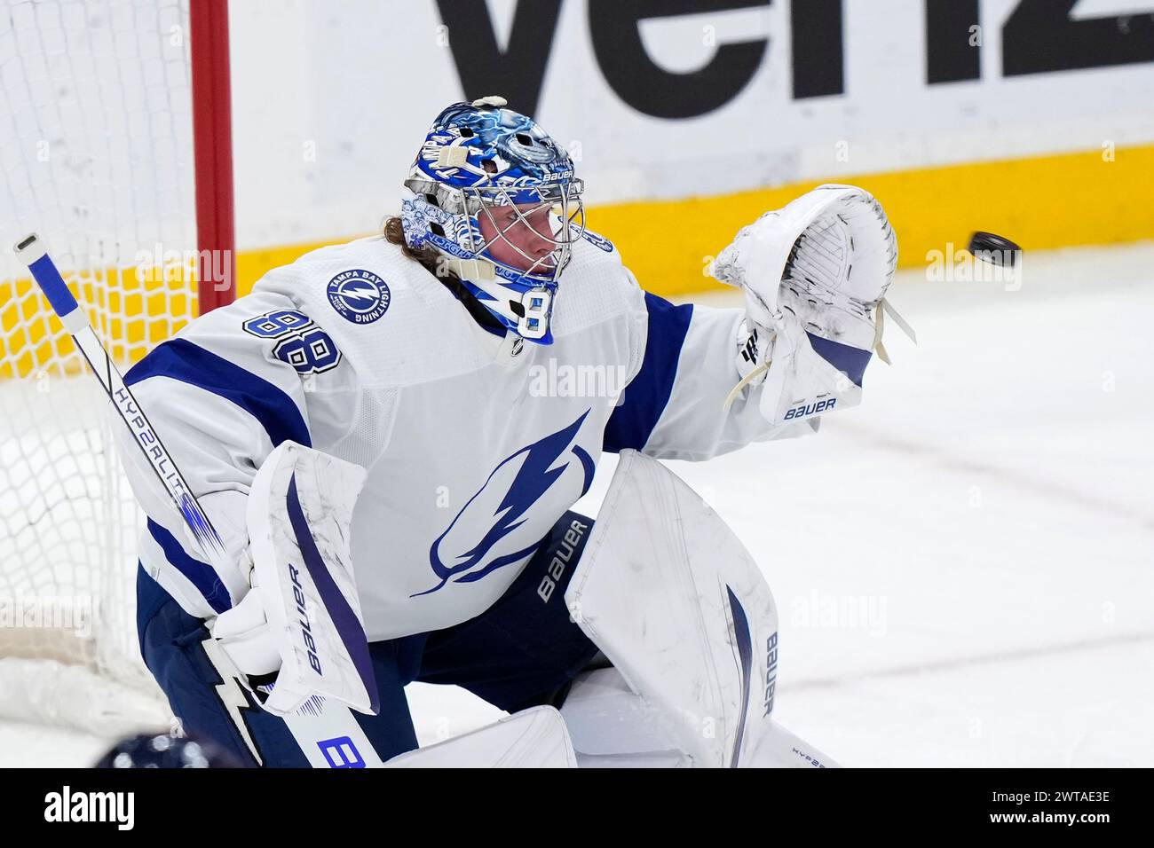 Tampa Bay Lightning goaltender Andrei Vasilevskiy makes a save during ...