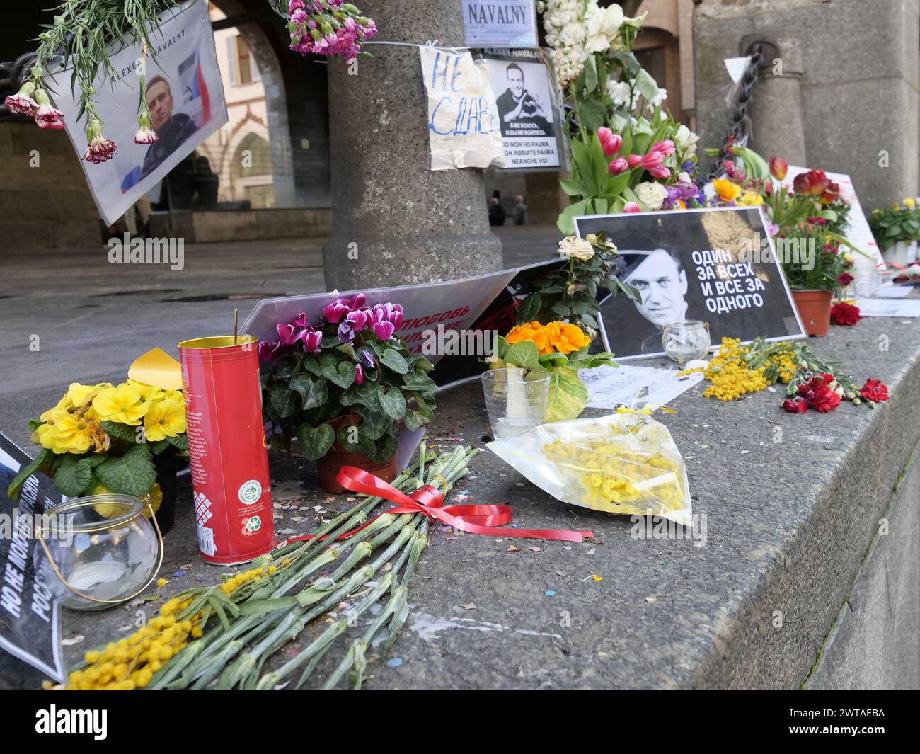 Milan, Italy. 16th Mar, 2024. In memory of Alexei Navalny, a Russian ...