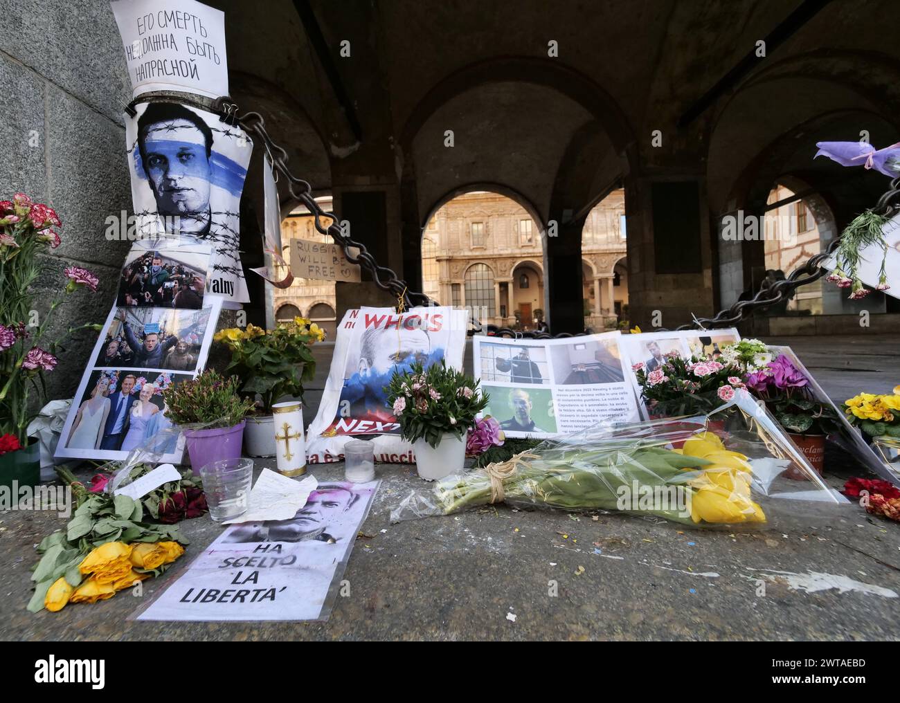 Milan, Italy. 16th Mar, 2024. In memory of Alexei Navalny, a Russian ...