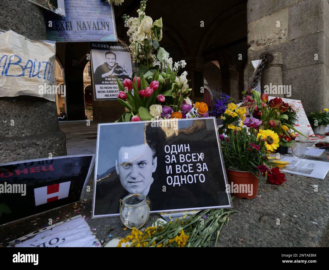 Milan, Italy. 16th Mar, 2024. In memory of Alexei Navalny, a Russian ...