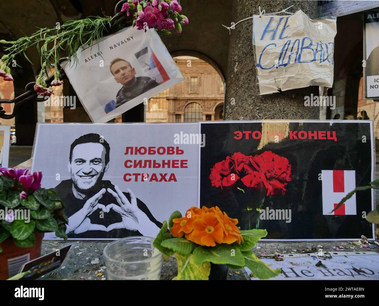 Milan, Italy. 16th Mar, 2024. In memory of Alexei Navalny, a Russian ...