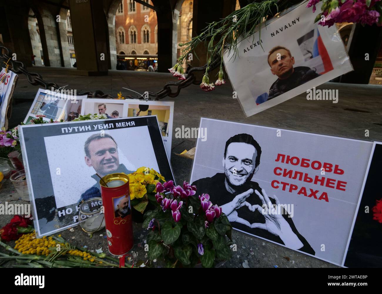 Milan, Italy. 16th Mar, 2024. In memory of Alexei Navalny, a Russian ...