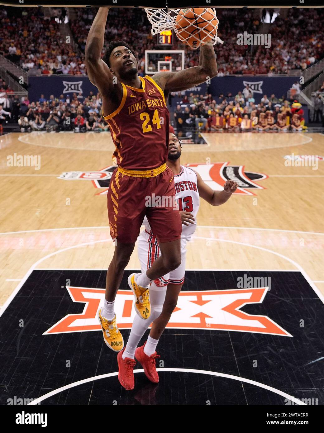 Iowa State forward Hason Ward (24) gets past Houston forward J'Wan ...