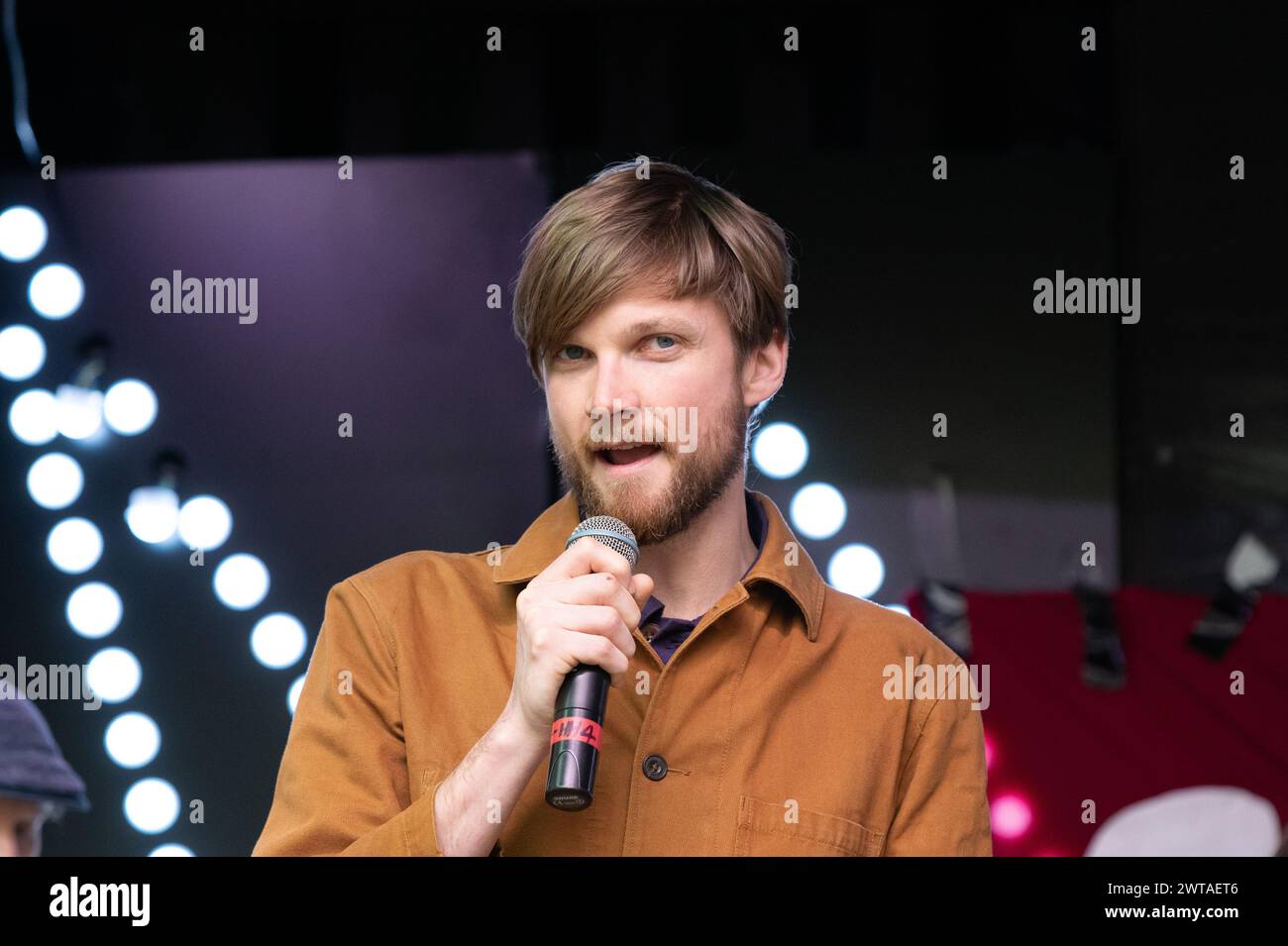 London, UK. 16 March, 2024. Extinction Rebellion activist Rob Callender ...