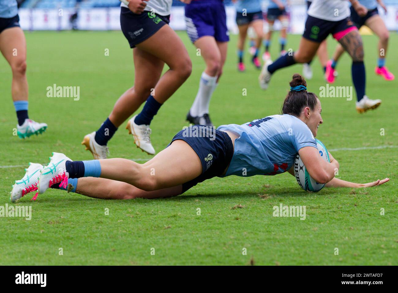 Sydney, Australia. 16th Mar, 2024. Maya Stewart of the Waratahs scores ...