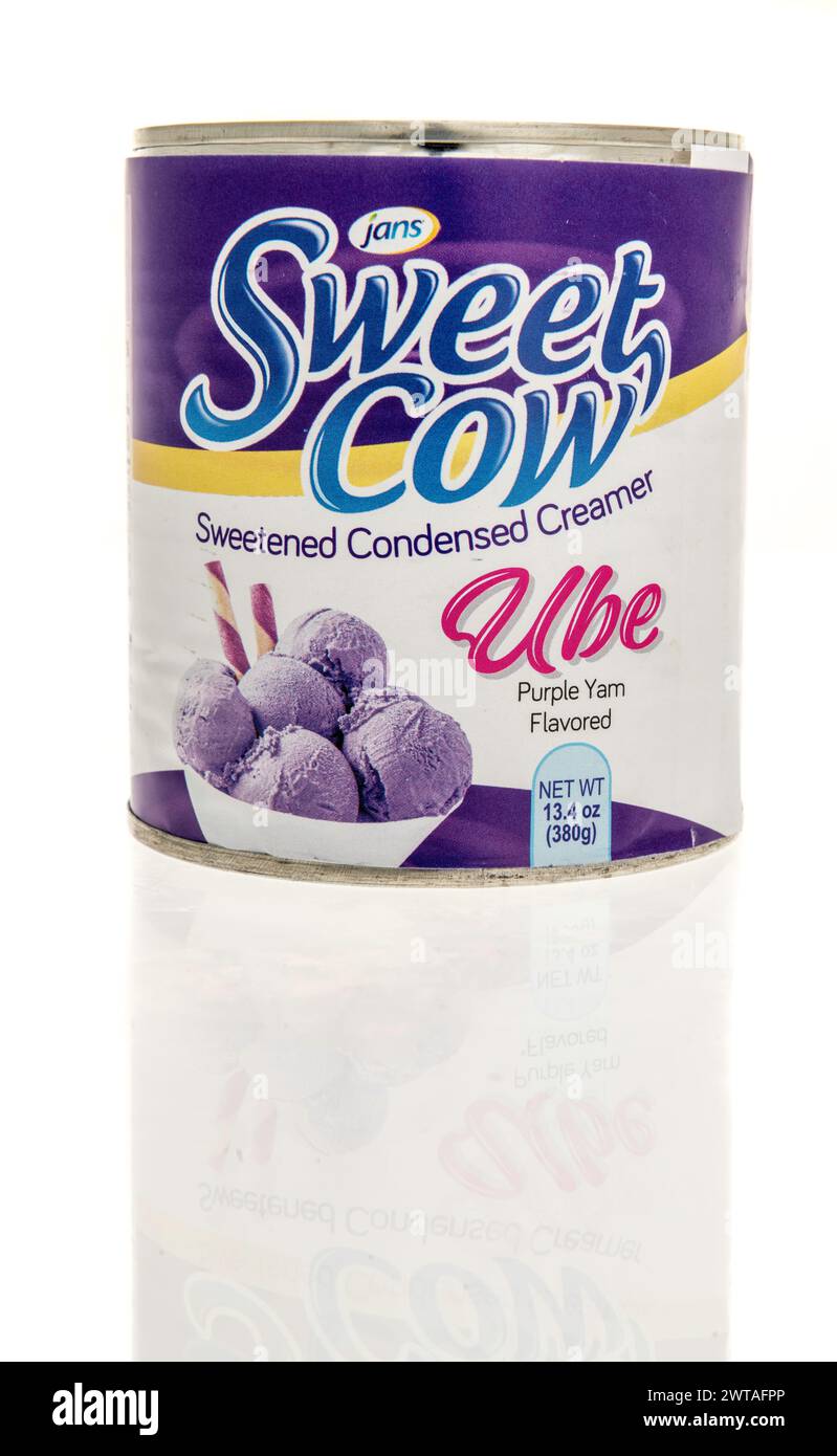 Winneconne, WI - 9 March 2024: A can of Jans sweet cow sweetened ...