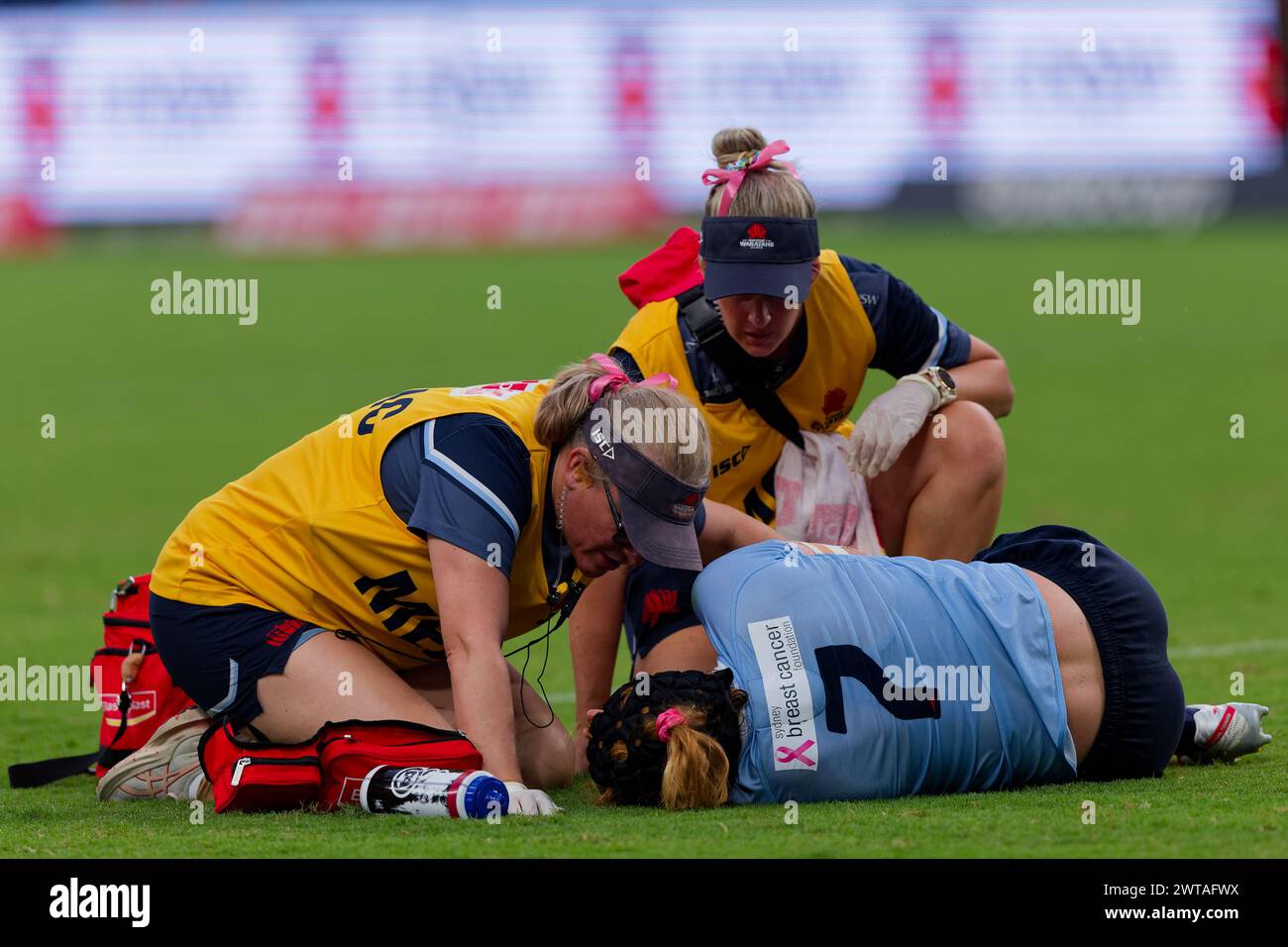 Sydney, Australia. 16th Mar, 2024. Emily Chancellor of the Waratahs is ...