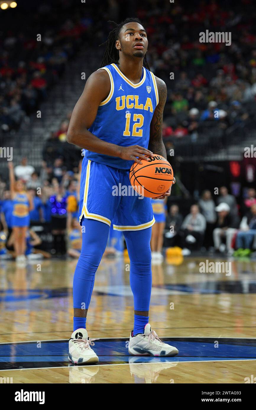LAS VEGAS, NV - MARCH 14: UCLA Bruins guard Sebastian Mack (12) shoots ...