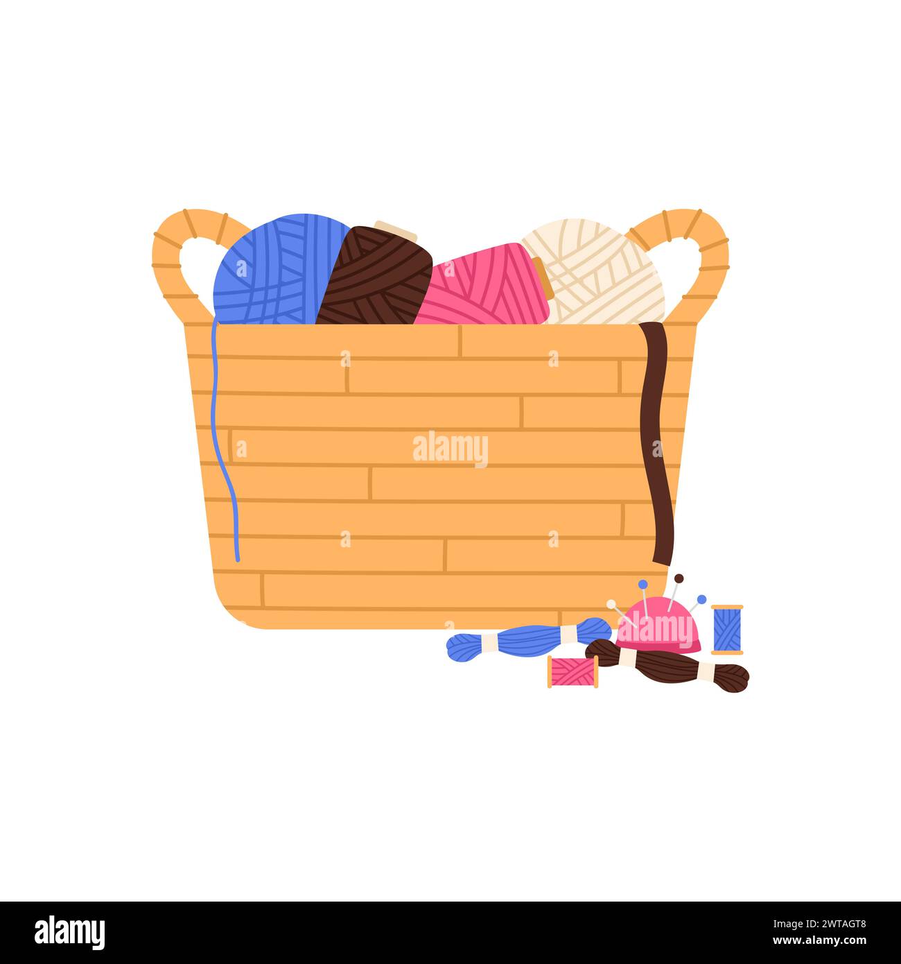 Knitting wool basket. Yarn basket, handmade hobby, handicraft ...