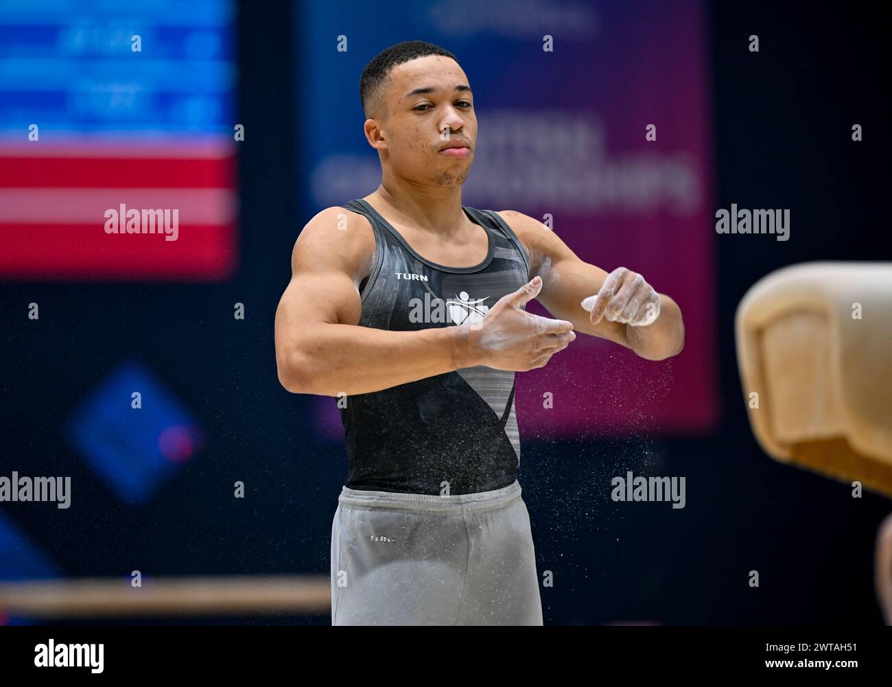 Liverpool, England, UK. 16th Mar, 2024. Joe FRASER on the Pommel Horse ...