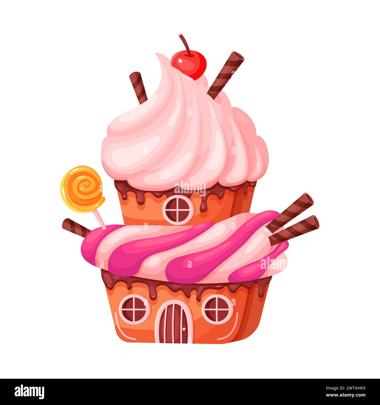 Cupcake candy home. Gingerbread house, pastry product, creative dessert ...
