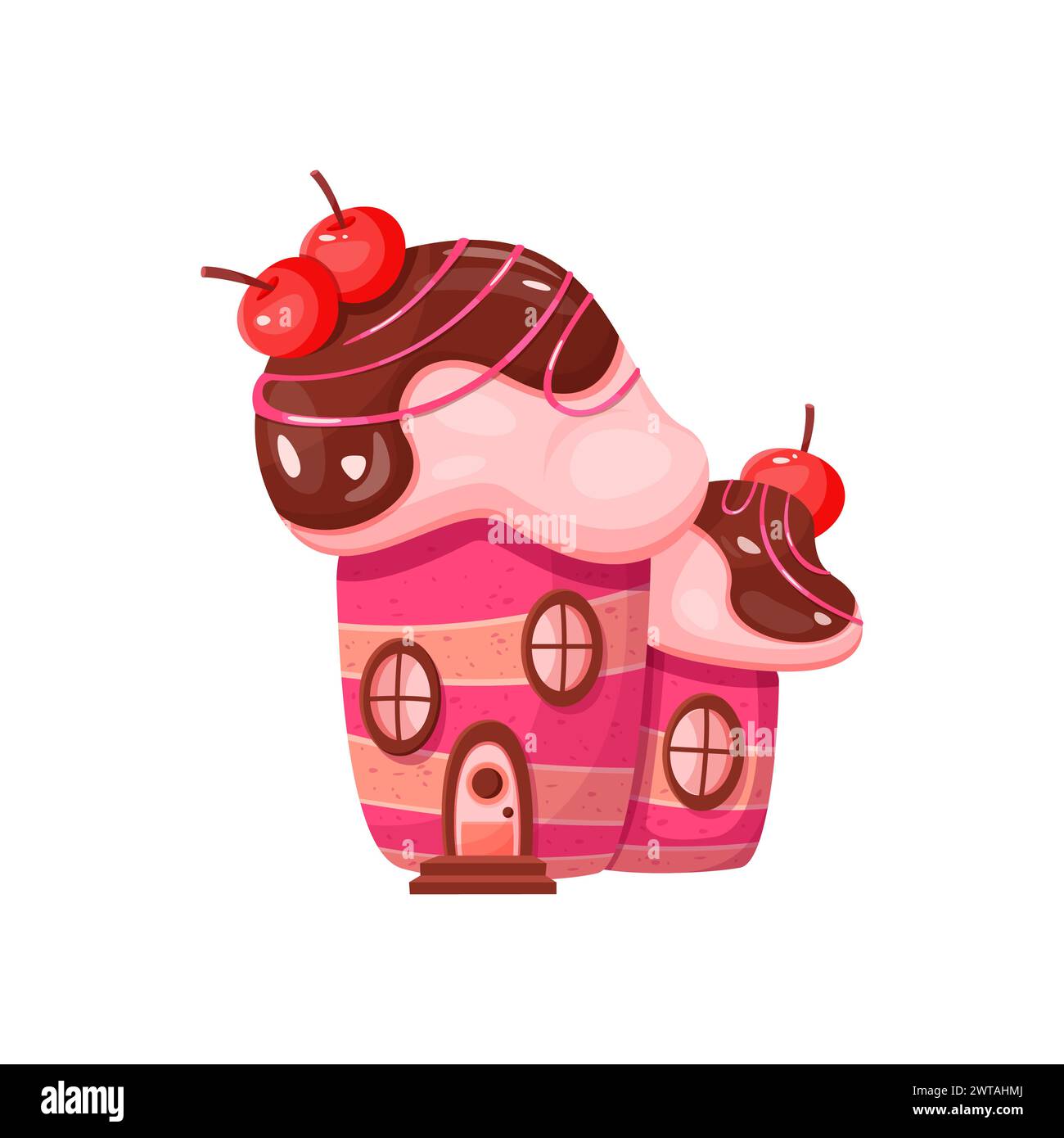 Candy home with cherries. Gingerbread house, pastry chocolate product ...