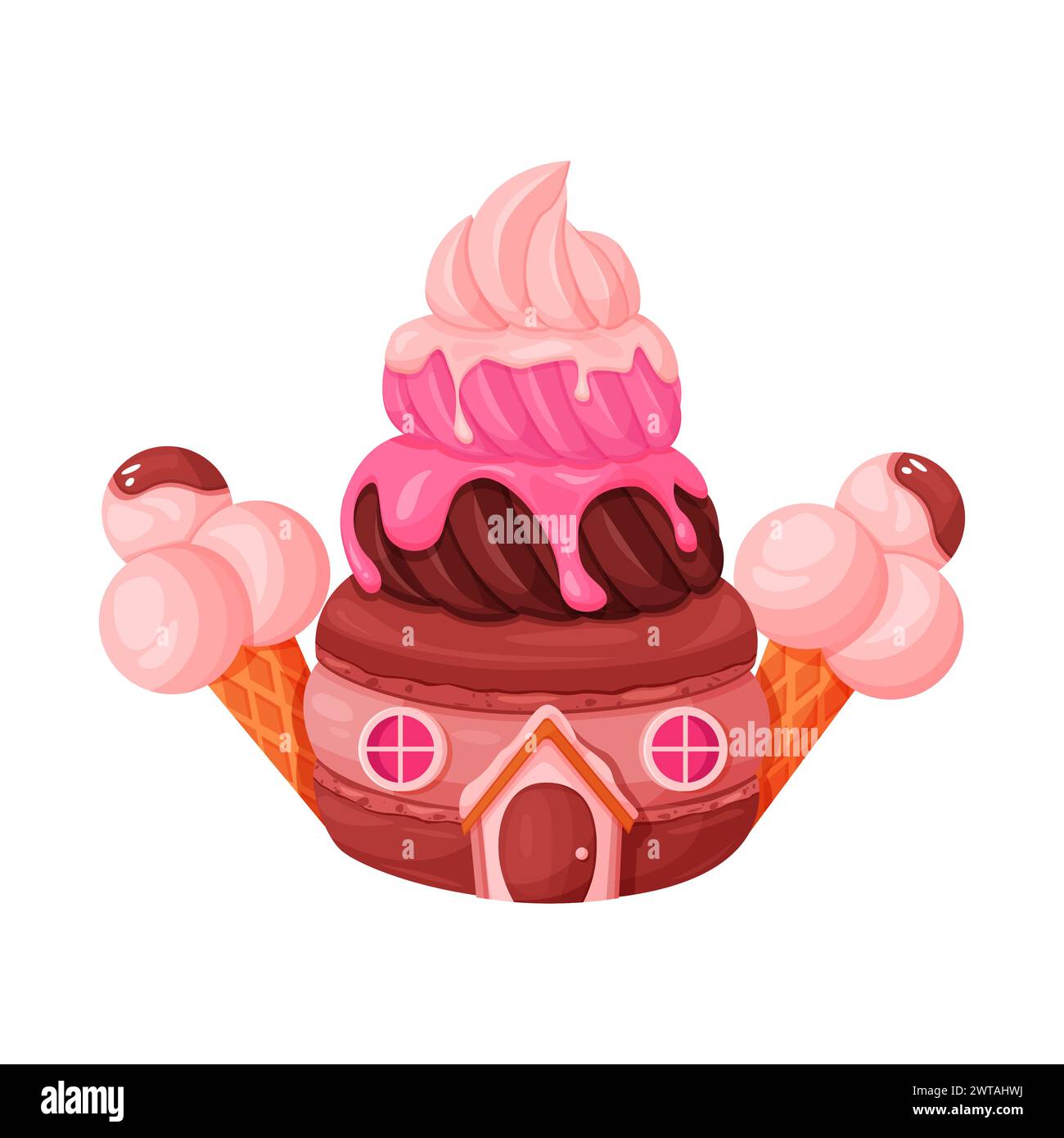Ice cream candy home. Gingerbread house, pastry product, creative ...
