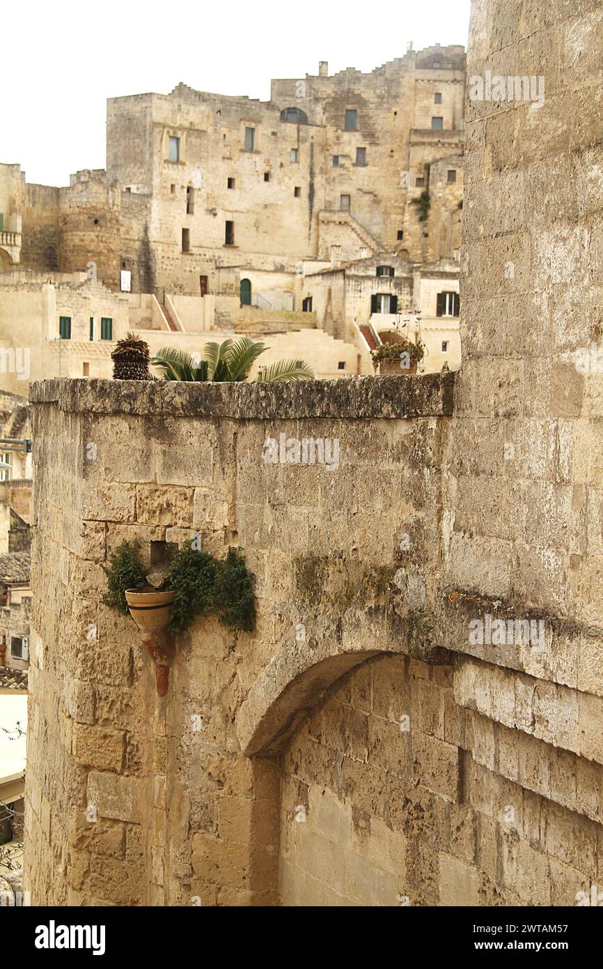 Matera, Italy. Stone buildings in the ancient Sassi di Matera Stock ...