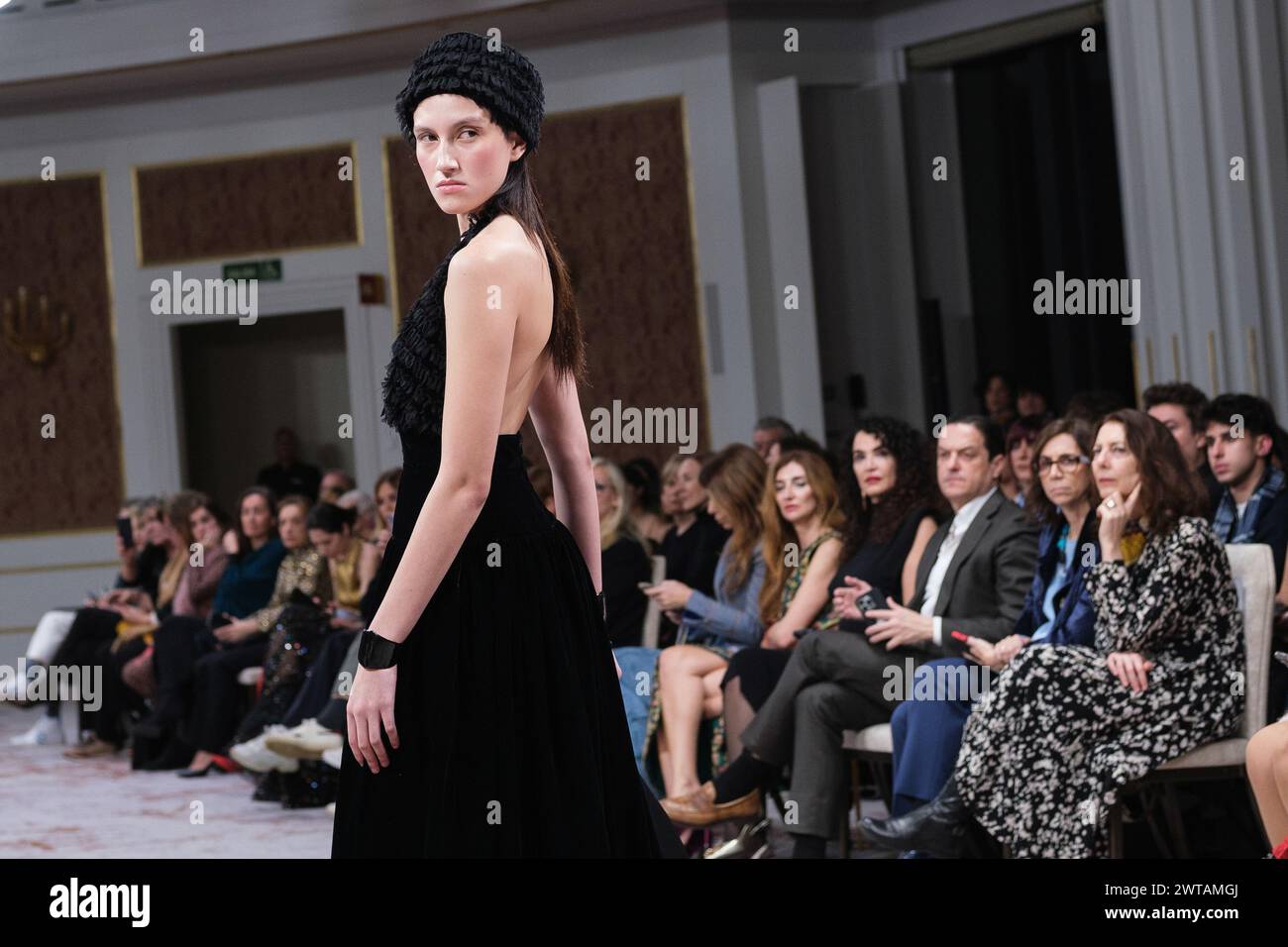 A model walks the runway at the Maison Mesae fashion show during Madrid ...