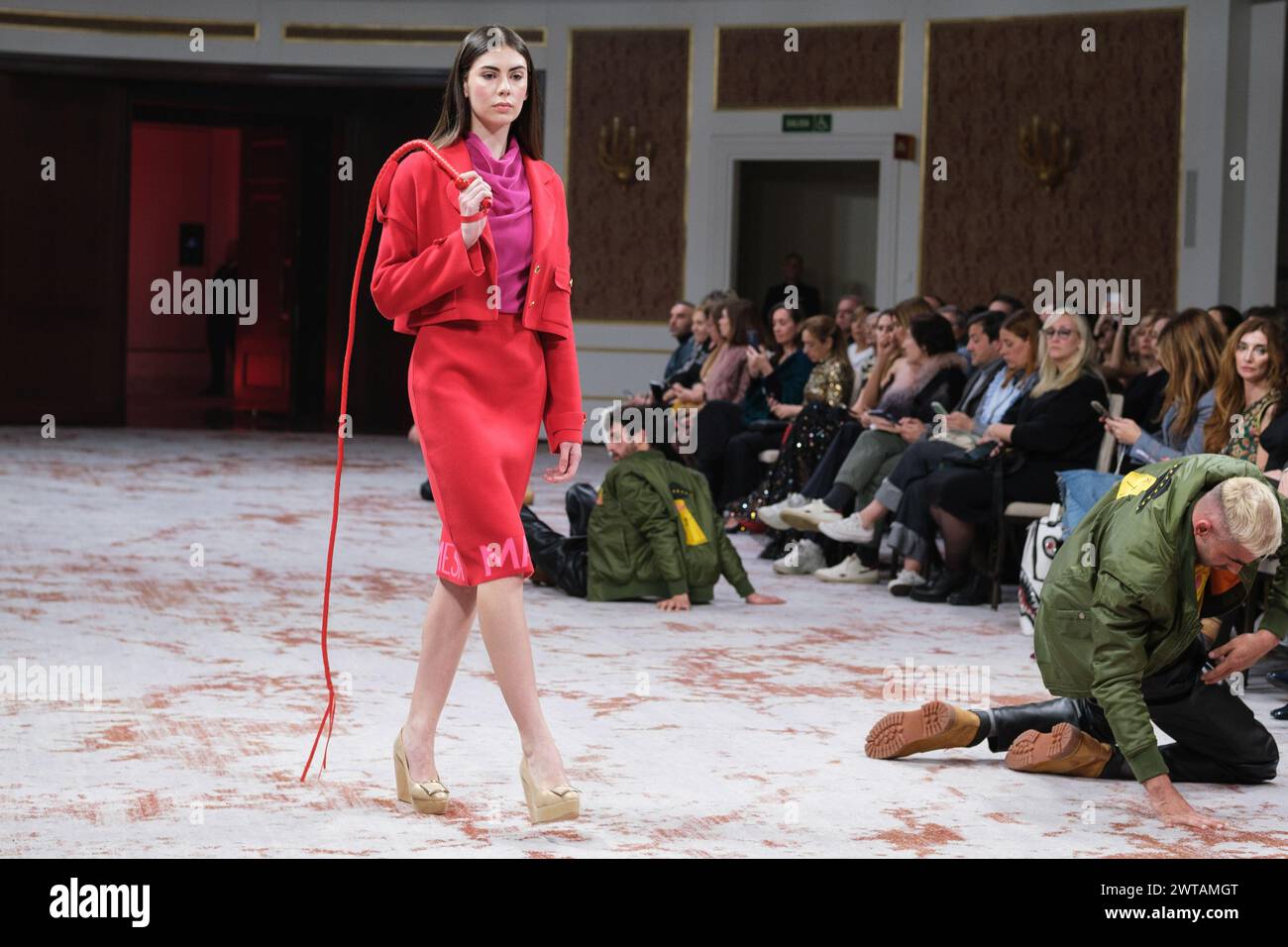 A model walks the runway at the Maison Mesae fashion show during Madrid ...