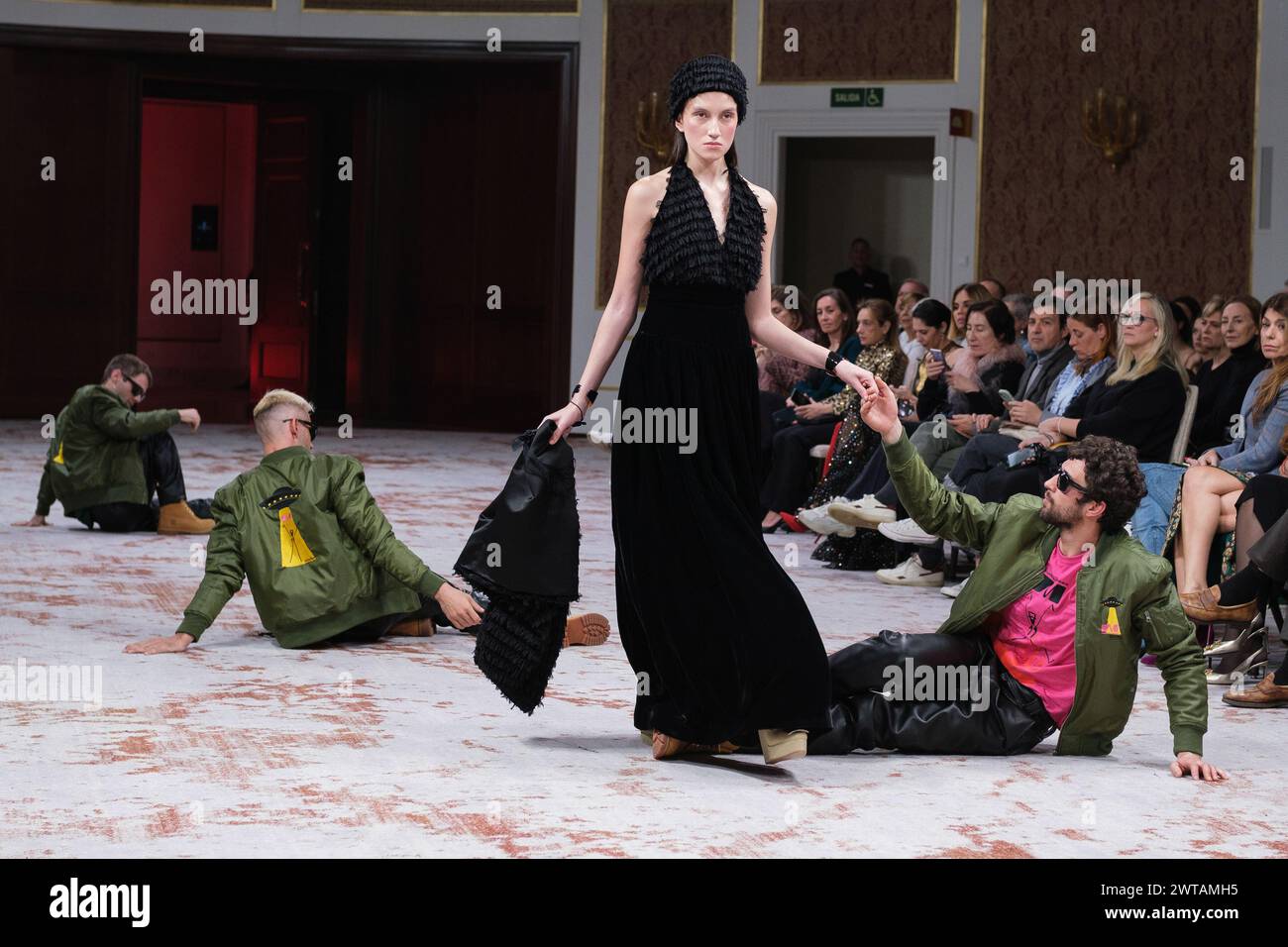 A model walks the runway at the Maison Mesae fashion show during Madrid ...